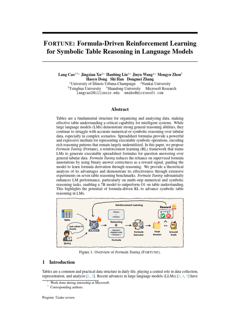 F: Formula-Driven Reinforcement Learning For Symbolic Table Reasoning in Language Models | PDF
