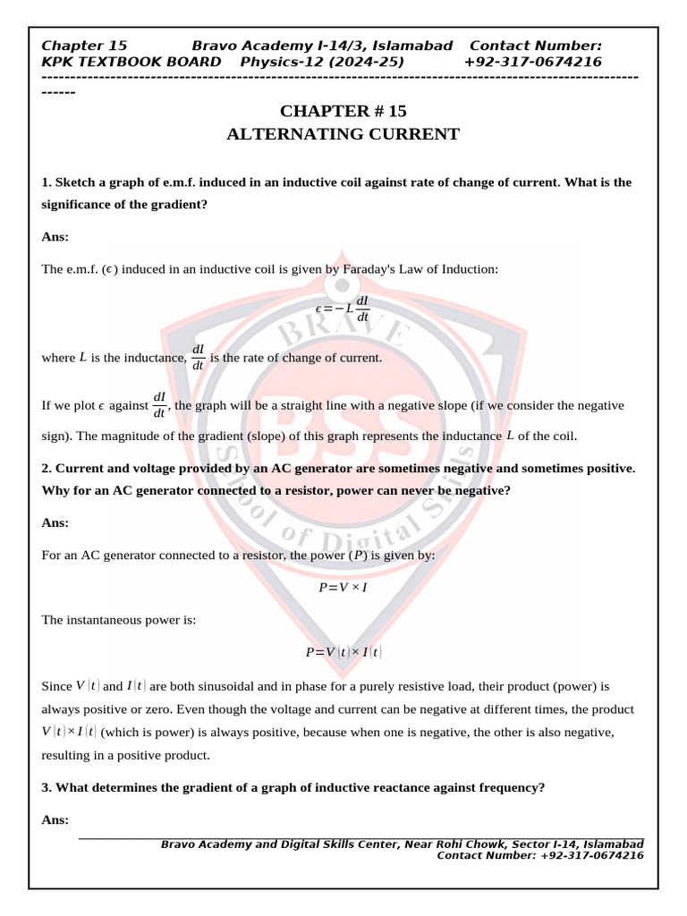 CHAPTER - 15 Conceptual Questions | PDF | Electrocardiography | Inductor