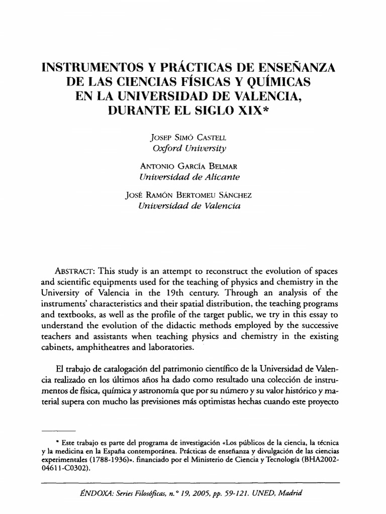 Instrumentos y Prácticas de Enseñanza de Las Ciencias Físicas y ...