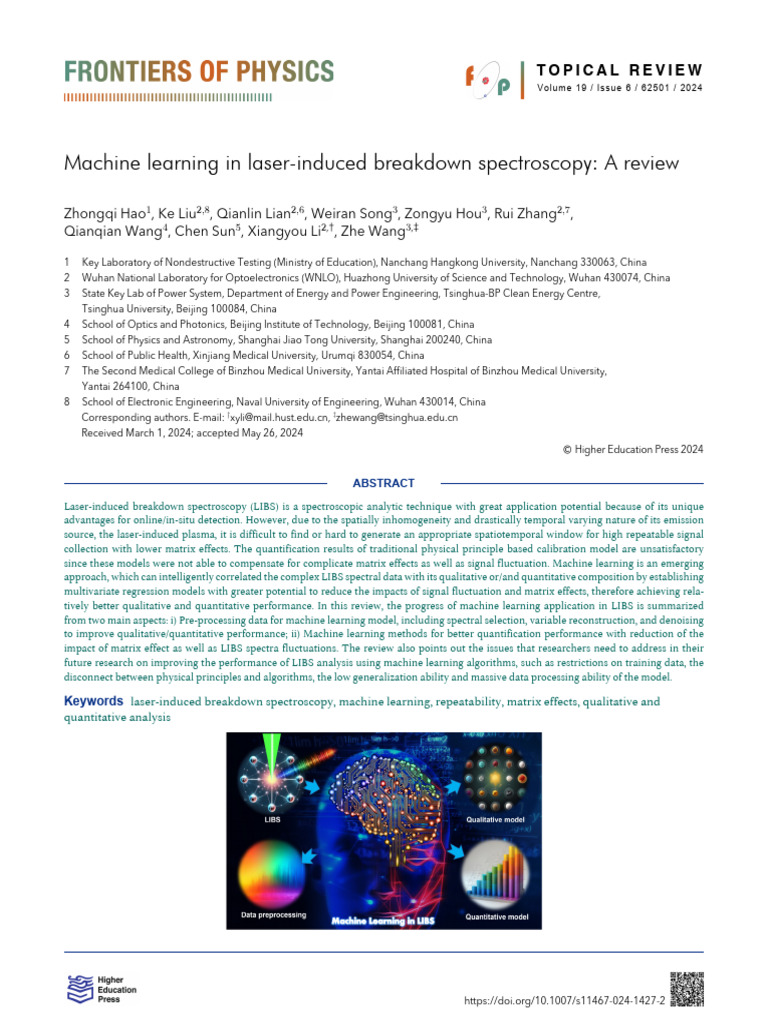 Machine Learning in Laser-Induced Breakdown Spectroscopy: A Review | PDF | Principal Component ...