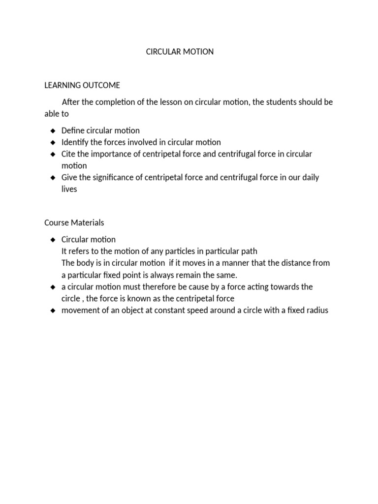 MODUL 4 CIRCULAR MOTION Physics | PDF | Force | Rotation