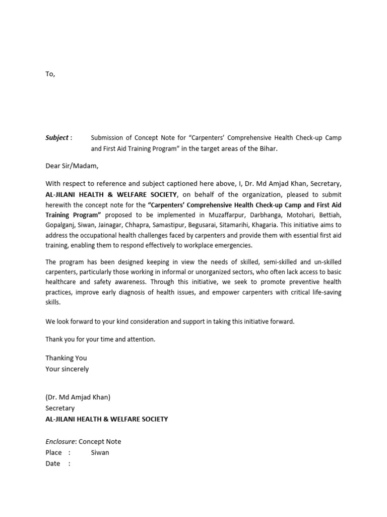 Covering Letter - Free Health Checkup | PDF