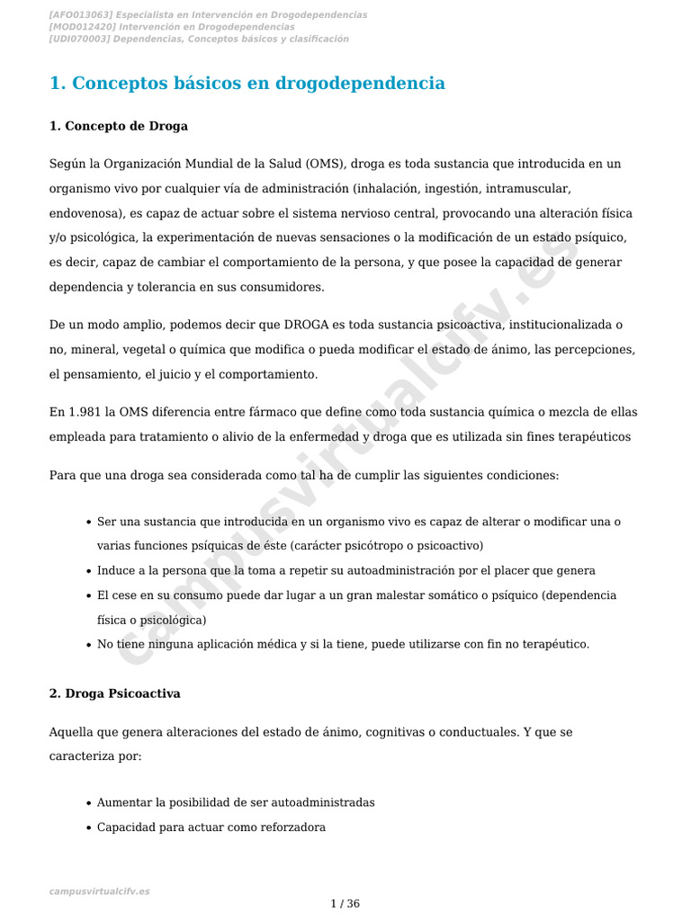 Dependencias, Conceptos Básicos y Clasificación | PDF | Drogas | La dependencia de sustancias