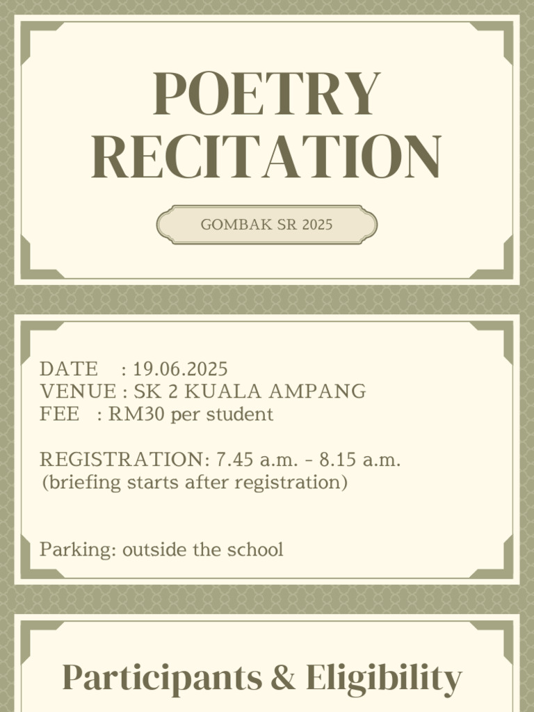 Poetry Recitation Competition 2025 | PDF