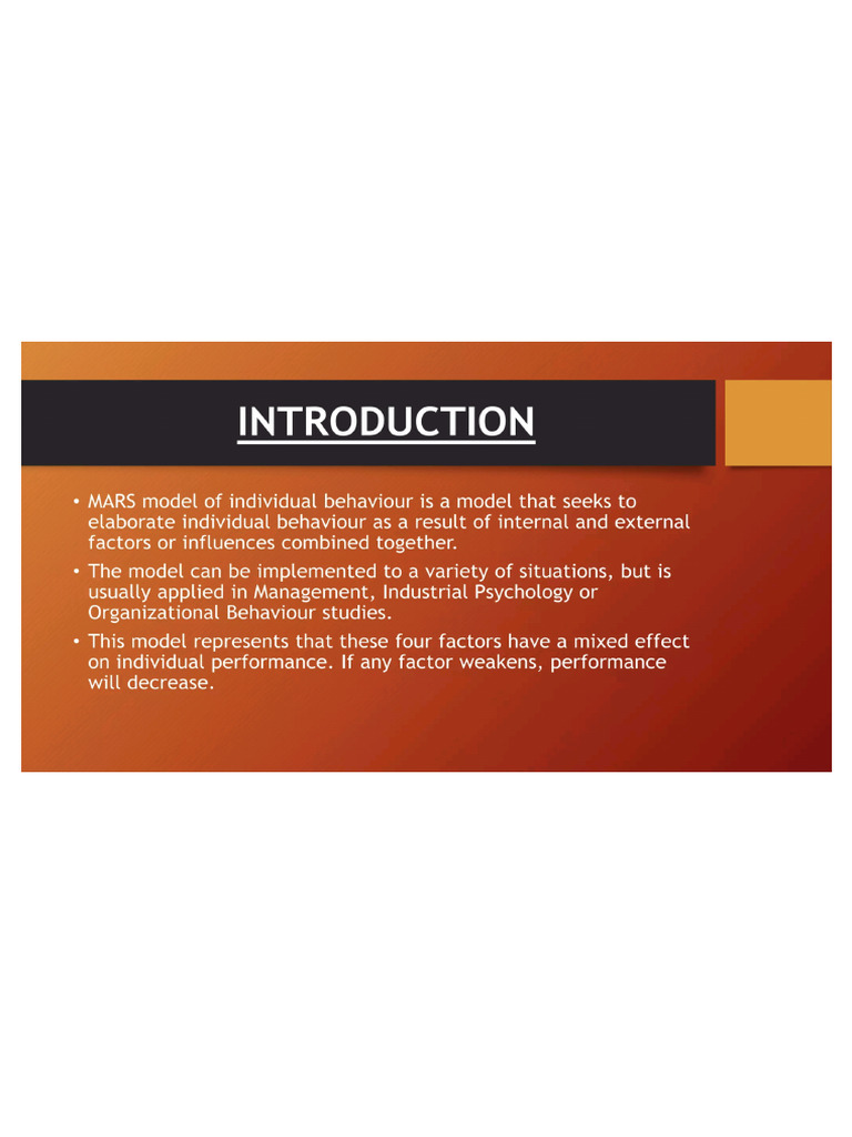 Mars Model of Individual Behaviour and Performance | PDF