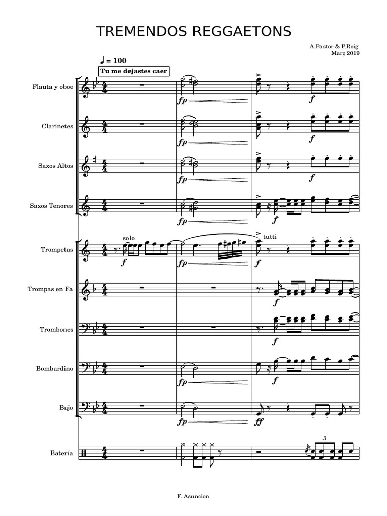 Tremendos - Reggaetons Charanga | PDF | Aerophones | Musical Instruments
