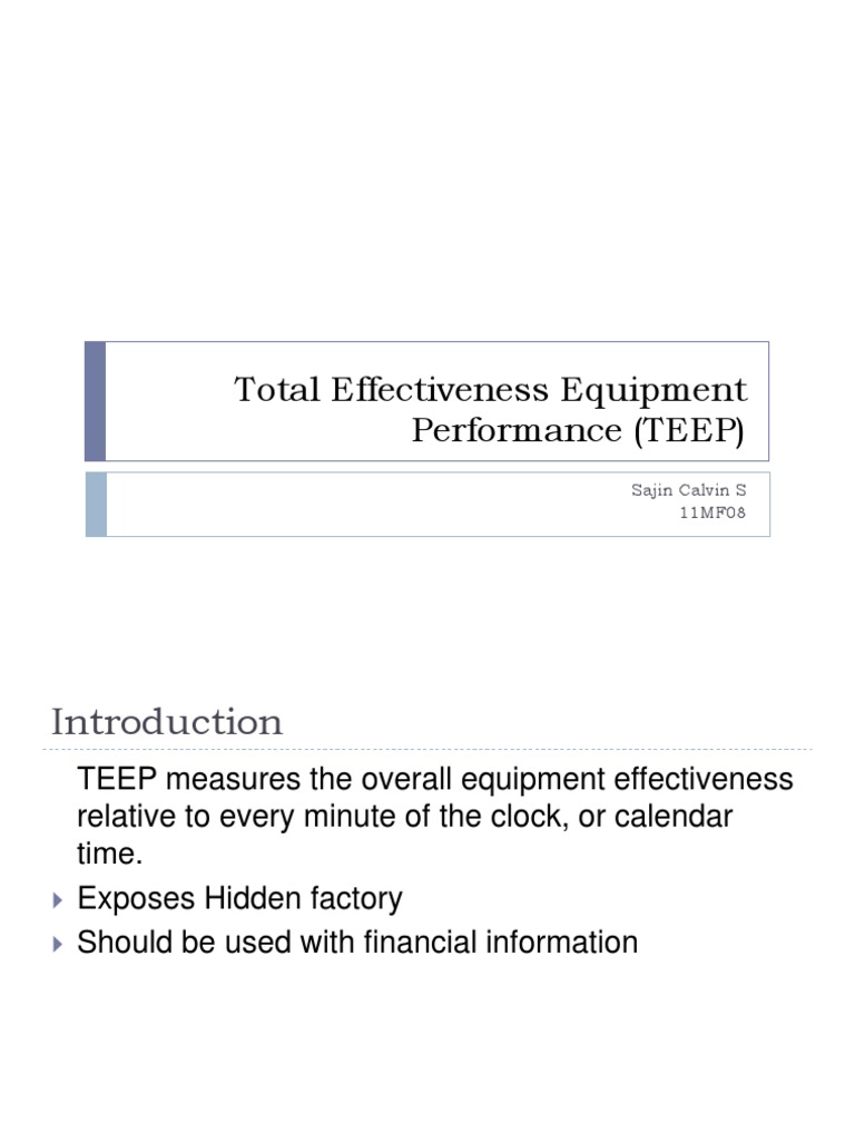 Total Effectiveness Equipment Performance (TEEP) | PDF | Business
