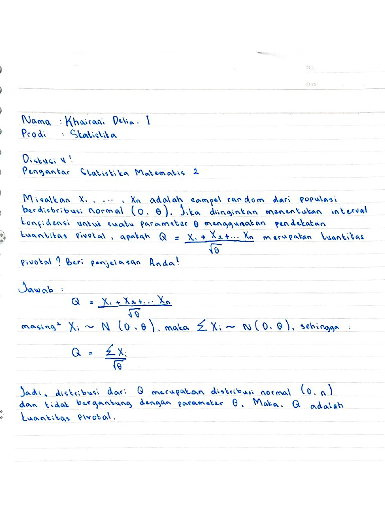 Diskusi 4 - Pengantar Statistika Matematis 2 | PDF