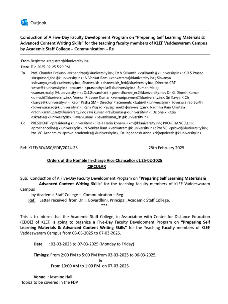 A Five-Day Faculty Development Program on “Preparing Self Learning ...