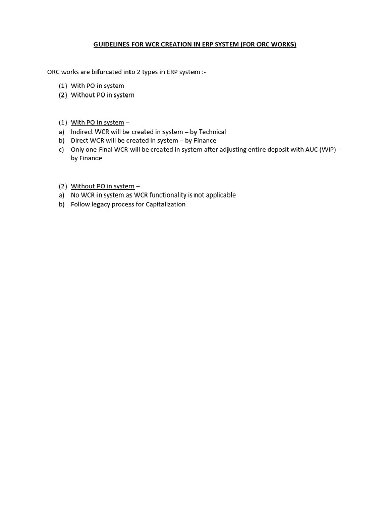 Guidelines For WCR Against Orc Scheme | PDF