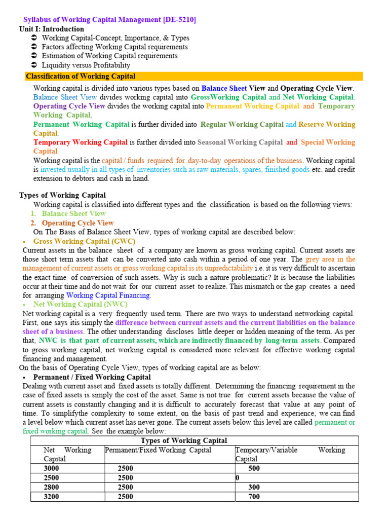 Study Material 2025DE5210 - 250502 - 003927 | PDF | Working Capital ...