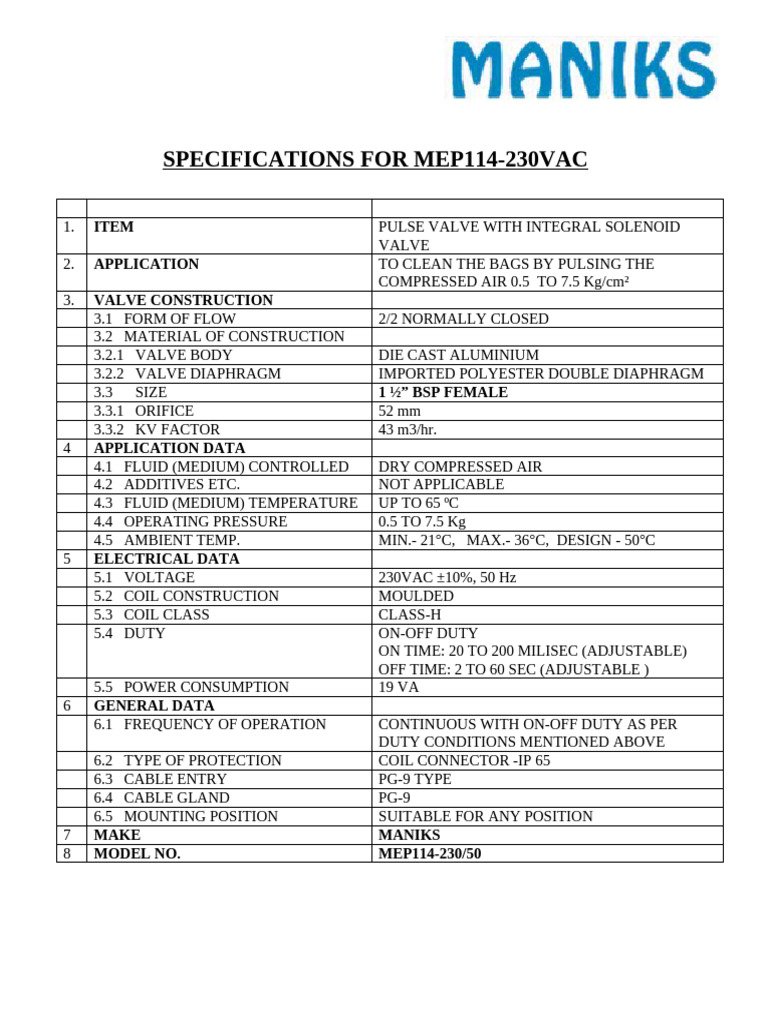 Data Sheet Mep 114 - 230vac | PDF