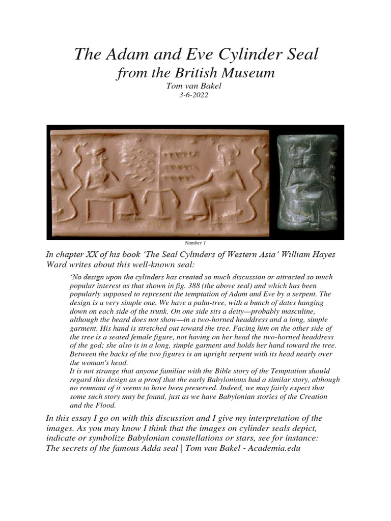 The Adam and Eve Cylinder Seal From The | PDF | Mesopotamian Mythology