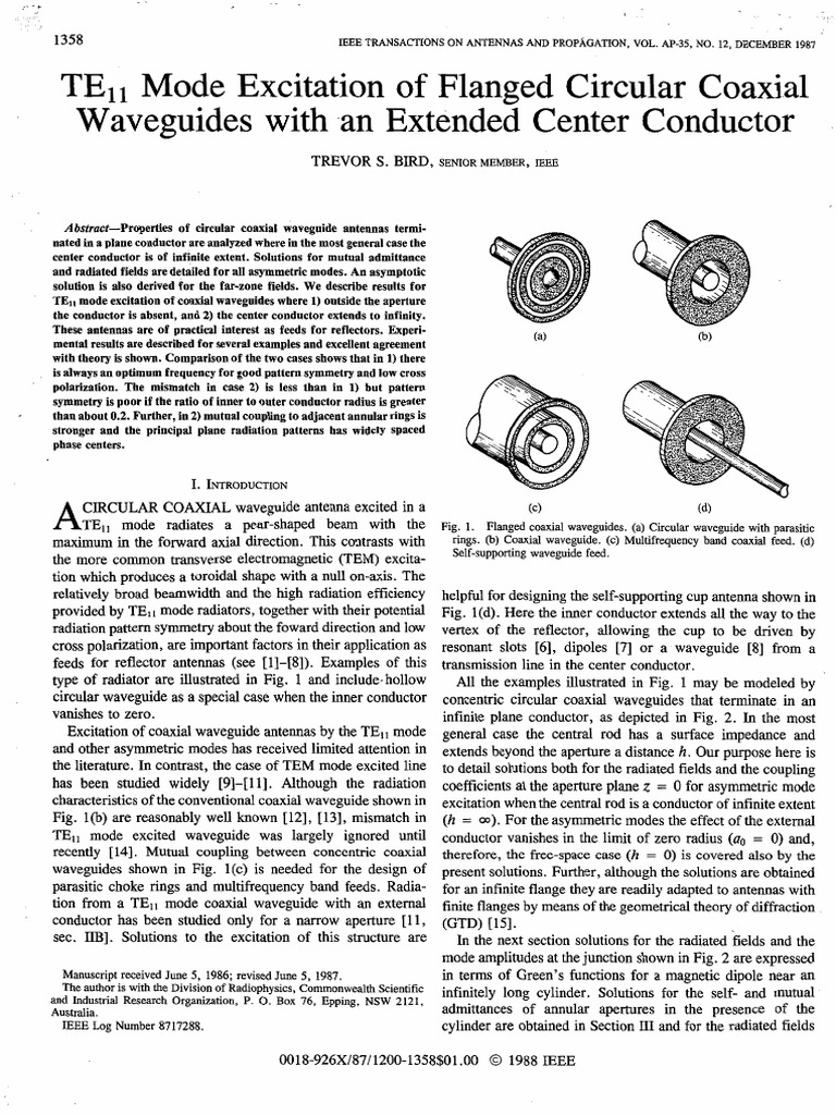 TE11mode Excitation of Flanged Circular Coaxial Waveguides With An ...