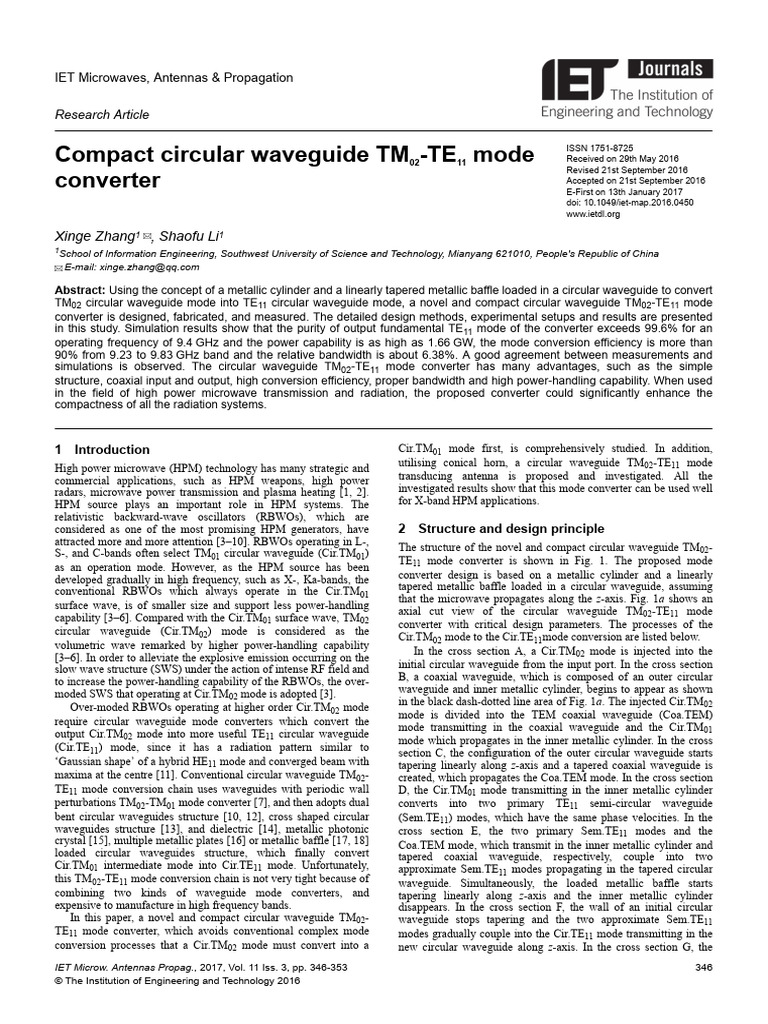 IET Microwaves Antenna Prop - 2017 - Zhang - Compact circular waveguide ...