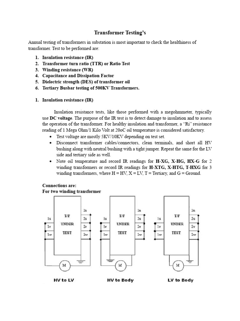 Annual Testing of Transformer | PDF | Transformer | Insulator (Electricity)