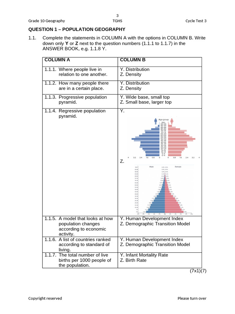 Geography Grade 10 Population Test | PDF | Xenophobia | Environmental ...