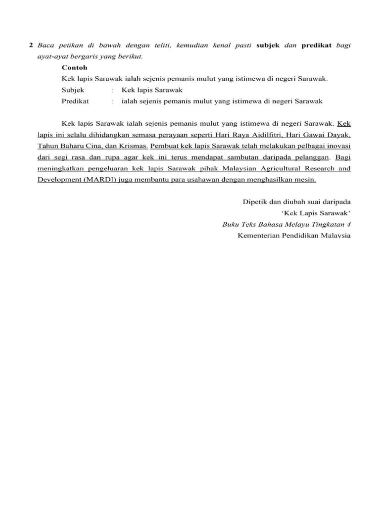 Latihan Subjek Predikat | PDF