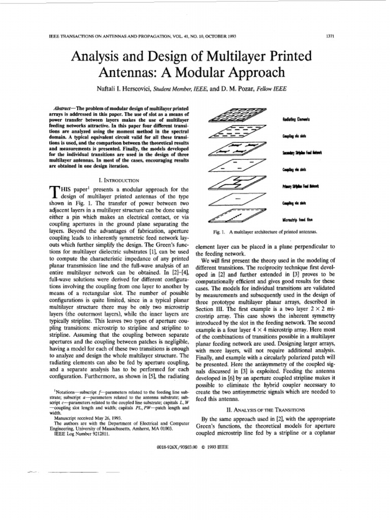 Analysis and Design of Multilayer Printed Antennas A Modular Approach ...