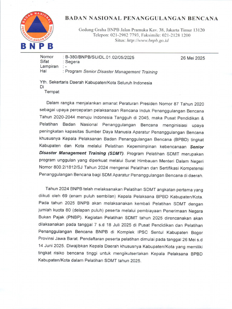 1.2 Surat Sestama Pemberitahuan SDMT 2025 | PDF