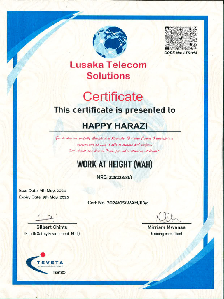 MTN Riggers Certificates Wah | PDF