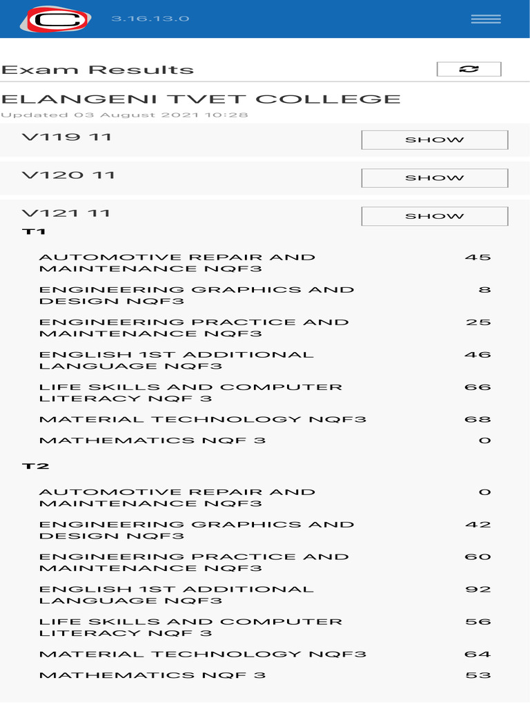 Elangeni TVET College Exam Results NQF3 | PDF