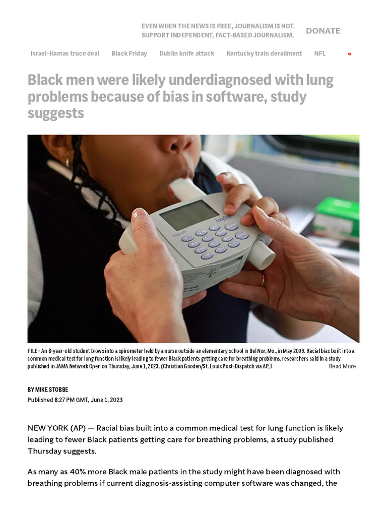 Black Men Were Likely Underdiagnosed With Lung Problems Because of Bias ...