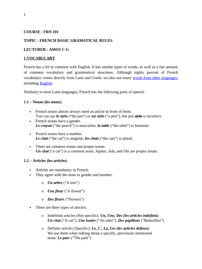 French Grammatical Rules | PDF | Syntactic Relationships | Semantics