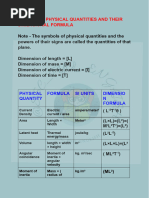 Dimensional Formulas JEE | PDF | Velocity | Heat