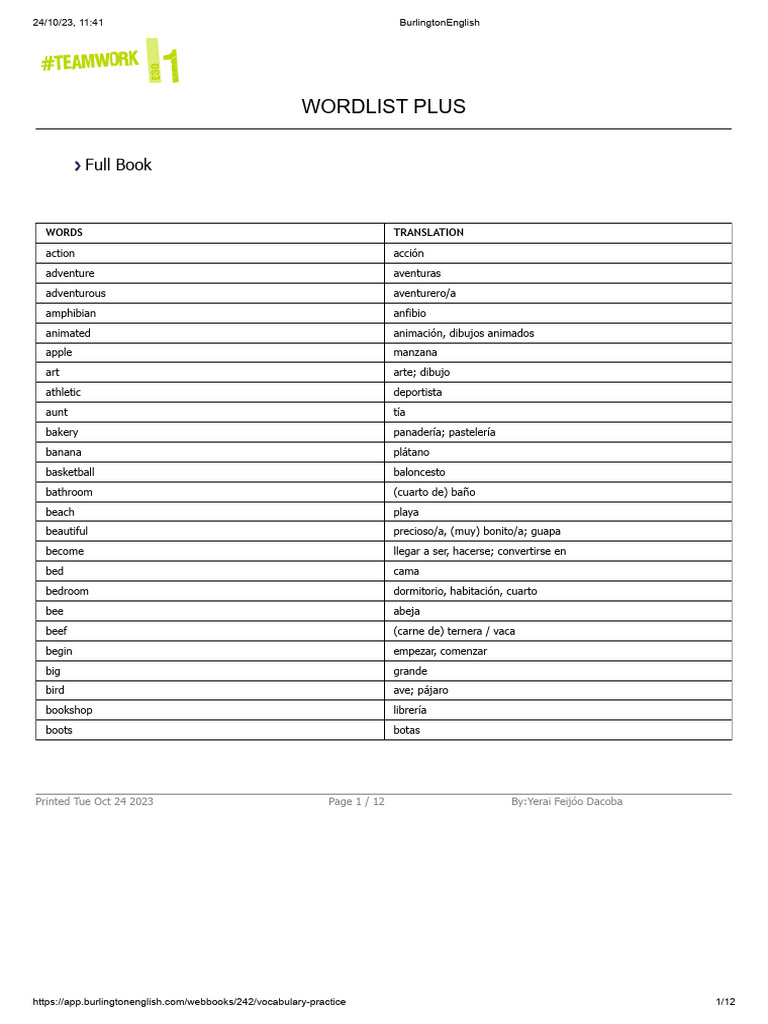 Burlington English Aldara Vocab | PDF