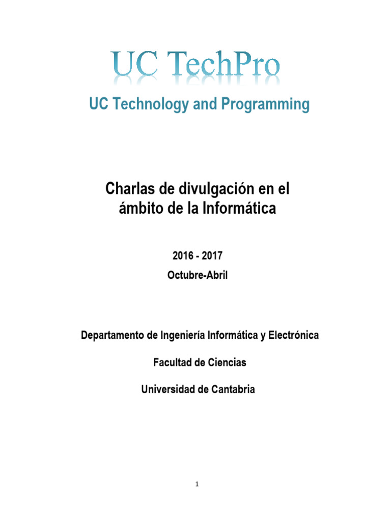 UC Technology and Programming: Charlas de Divulgación en El Ámbito de La Informática | PDF ...