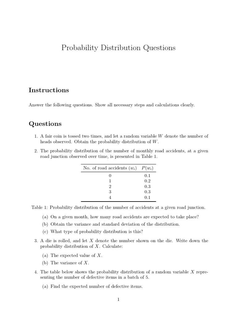 Probability Distribution Questions 06-12-2024 | PDF | Variance | Probability Distribution