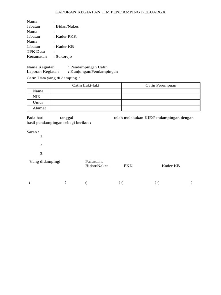 Bukti Laporan Catin | PDF