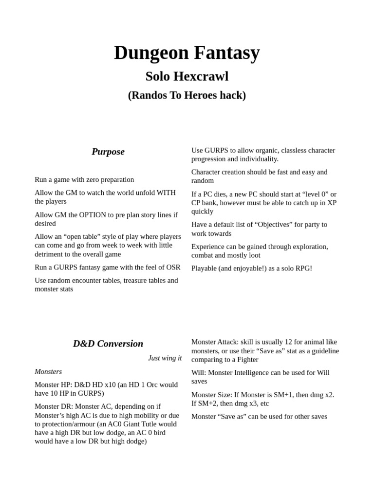 Solo Hexcrawl for GURPS Fantasy RPG | PDF | Dungeons & Dragons ...