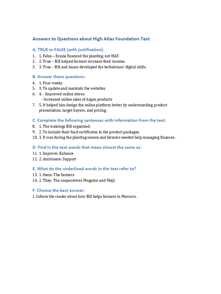 HAF Text Answers | PDF