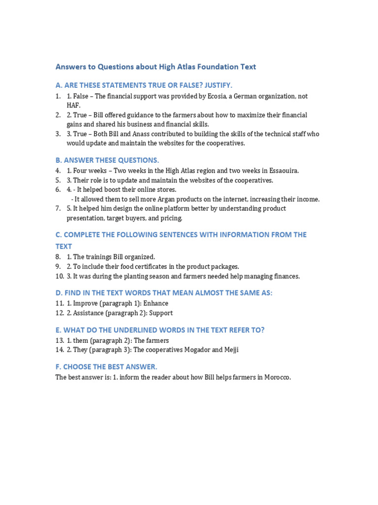 HAF Text Detailed Answers | PDF