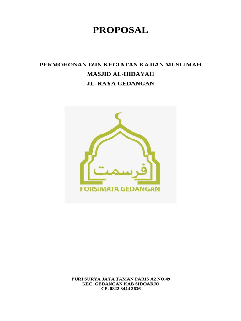 Proposal FORSIMATA - Masjid Al-hidayah | PDF