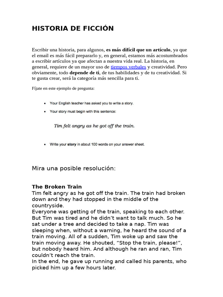 Tipo de Writing 3 Historia de Ficción | PDF