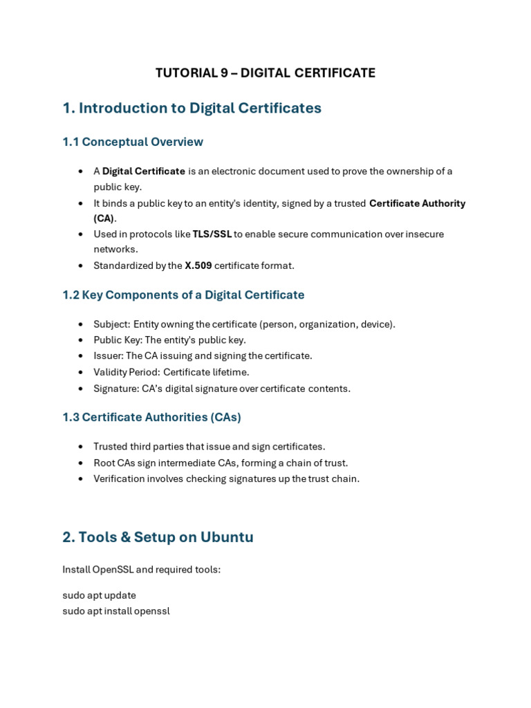 Tutorial9 Digital Certificate | PDF | Public Key Certificate | Transport Layer Security