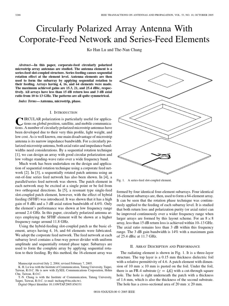 Circularly Polarized Array Antenna With Corporate-Feed Network and Series-Feed Elements | PDF ...