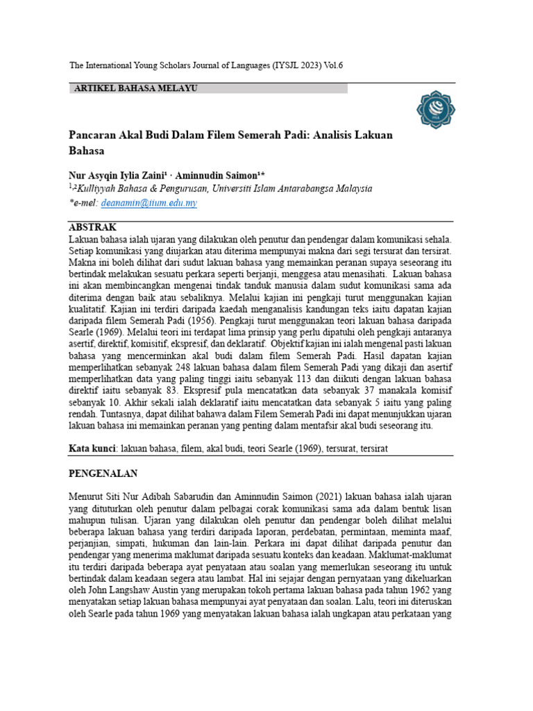 3-Malay-Pancaran-Akal-Budi-Dalam-Filem-Semerah-Padi-Analisis-Lakuan-Bahasa | PDF