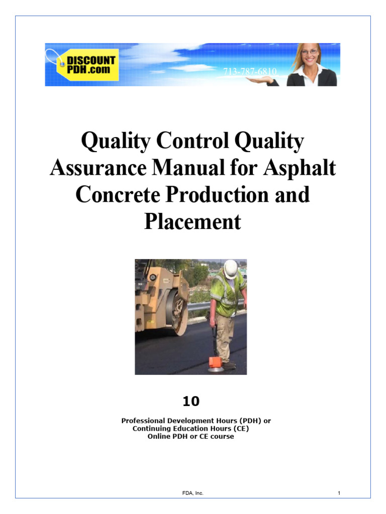 Quality Control Quality Assurance Manual Asphalt Concrete Production ...