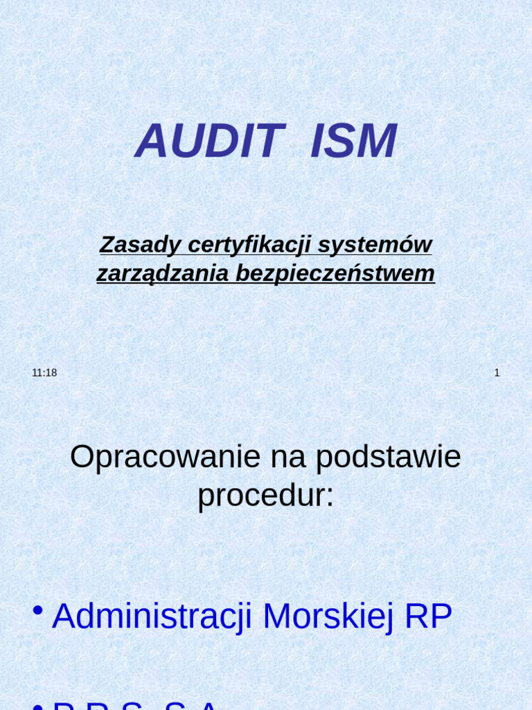 W 6 Audit Ism 1.0 | PDF