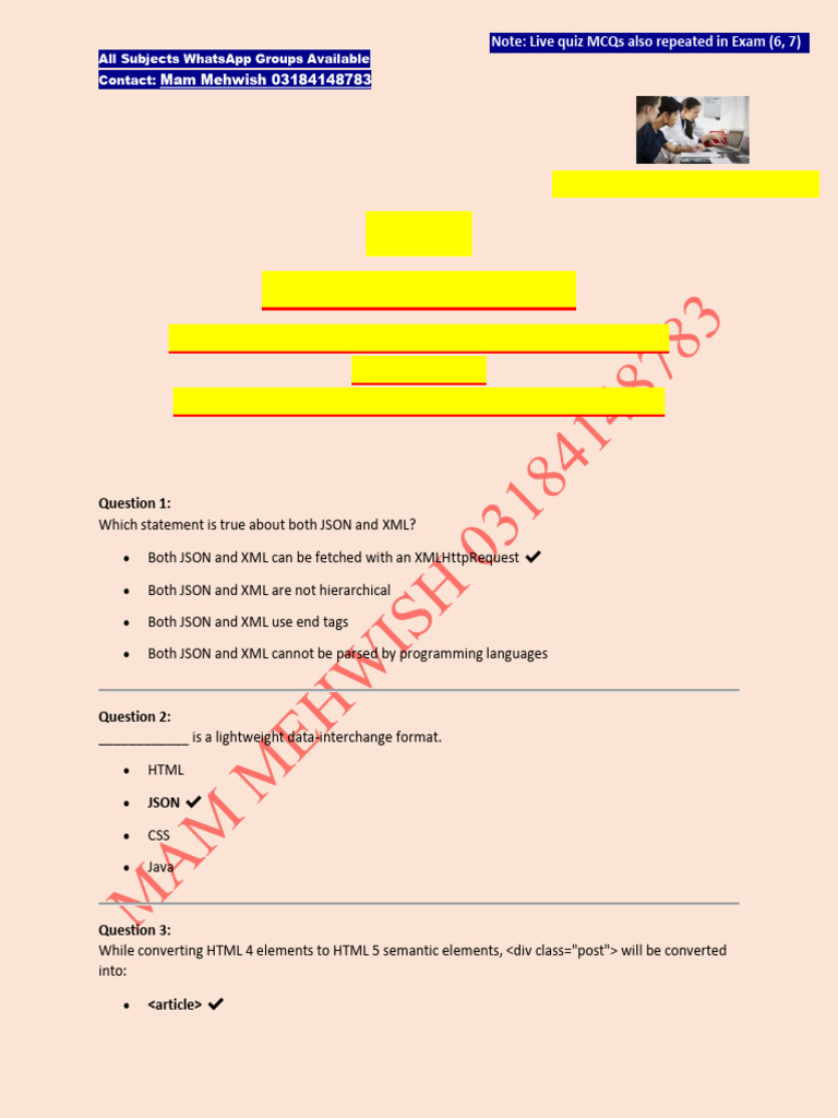 CS202 Final Live Quiz 2025 Mam Mehwish | PDF | Json | J Query
