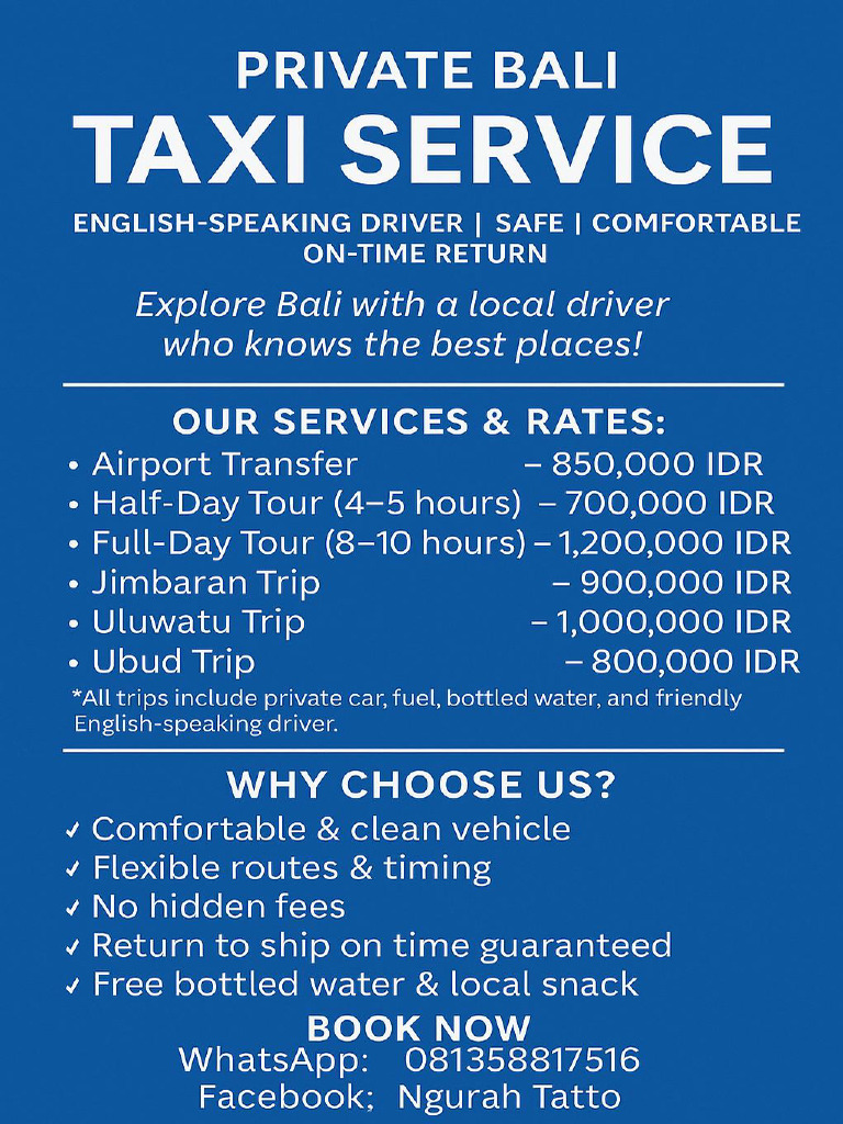Private Bali Taxi Flyer | PDF