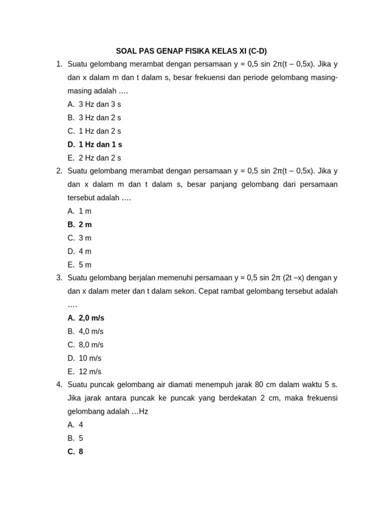SOAL PAS GENAP FISIKA KELAS XI (C-D) TP 2024-2025 | PDF