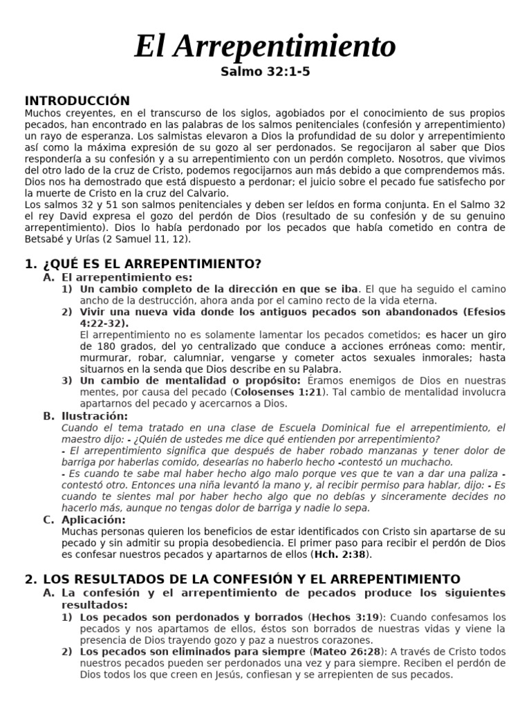Arrepentimiento y Perdón en Salmo 32 | PDF | Pecado | Cristo (título)