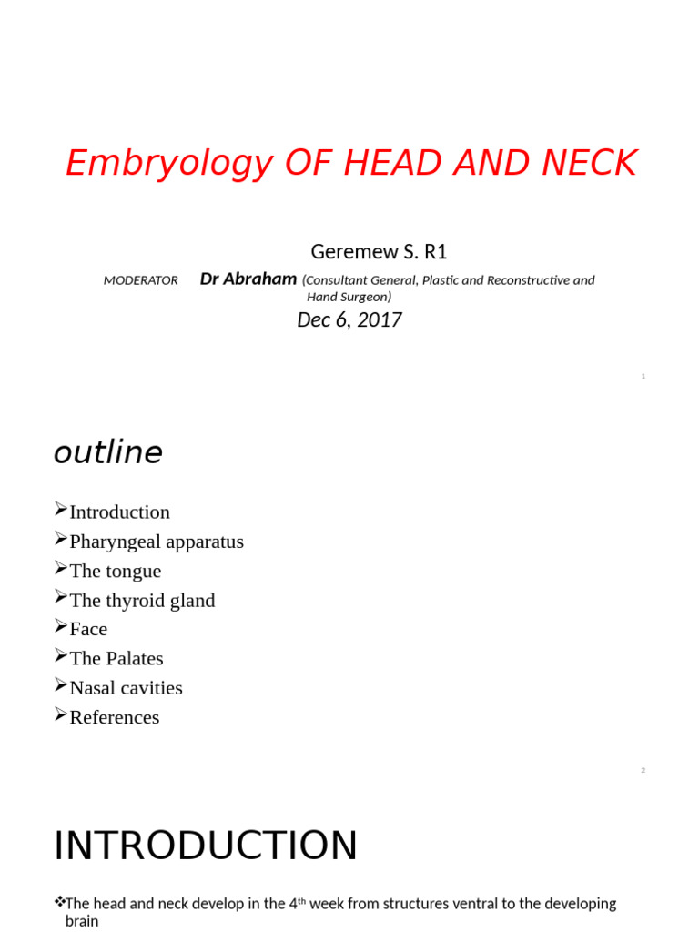 6.embryology of Head and Neck | PDF | Human Nose | Human Anatomy