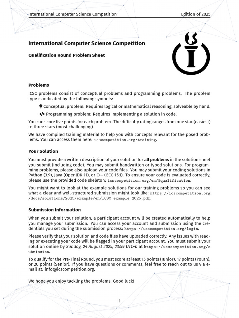 ICSC Qualification Round 2025 | PDF | Logic Gate | Mathematical Logic
