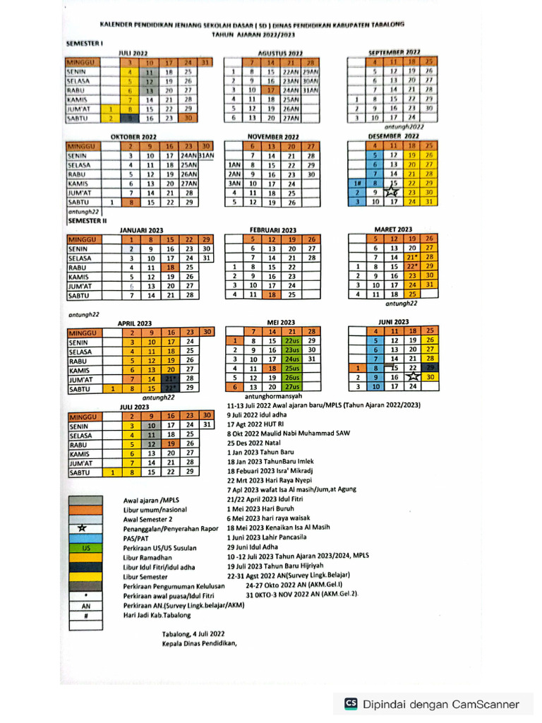 Kalender Pendidikan Semseter 2 | PDF